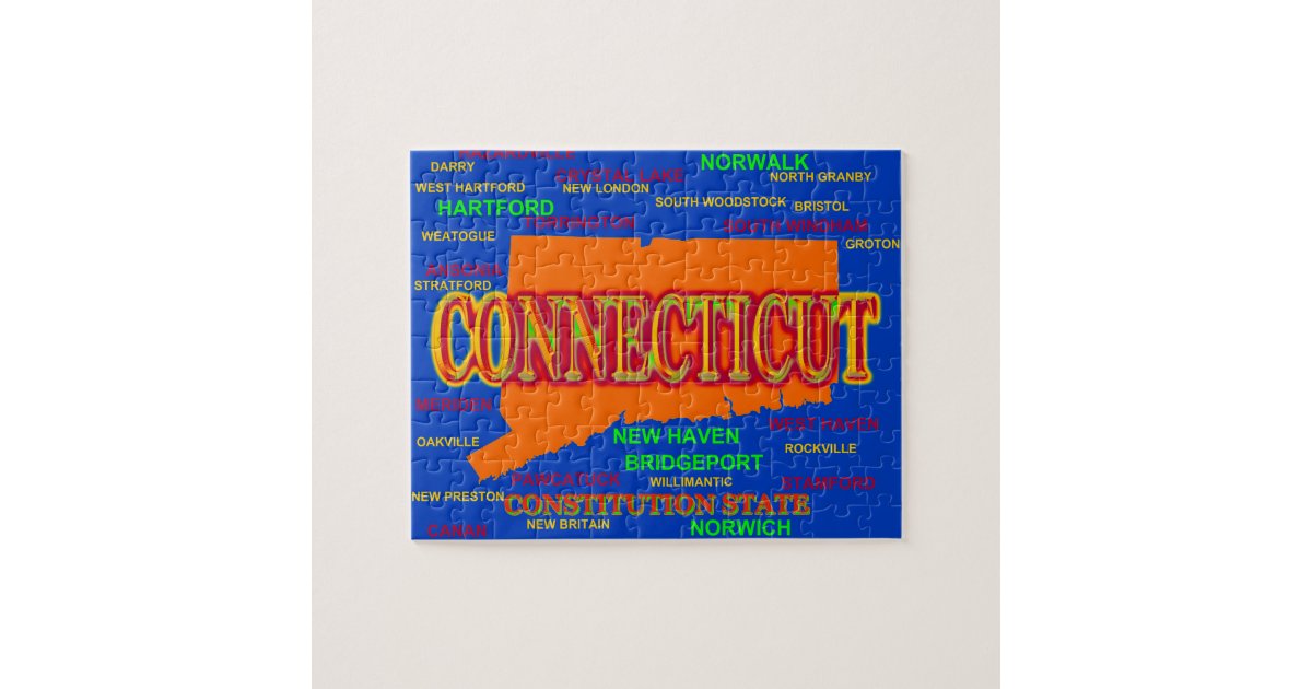 Connecticut Cities and Towns State Pride Map Jigsaw Puzzle | Zazzle