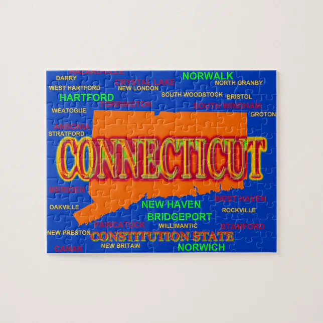 Connecticut Cities and Towns State Pride Map Jigsaw Puzzle | Zazzle