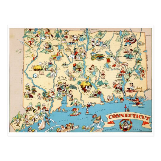 Connecticut Funny Vintage Map Postcard | Zazzle.com