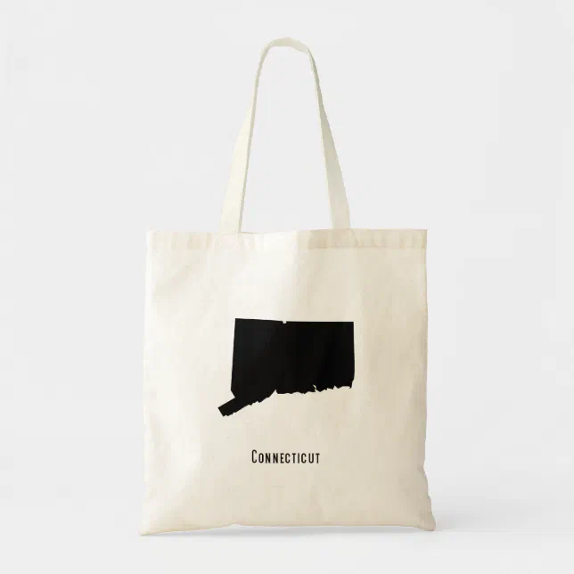 Connecticut Map - Black and White Modern Simple Tote Bag | Zazzle