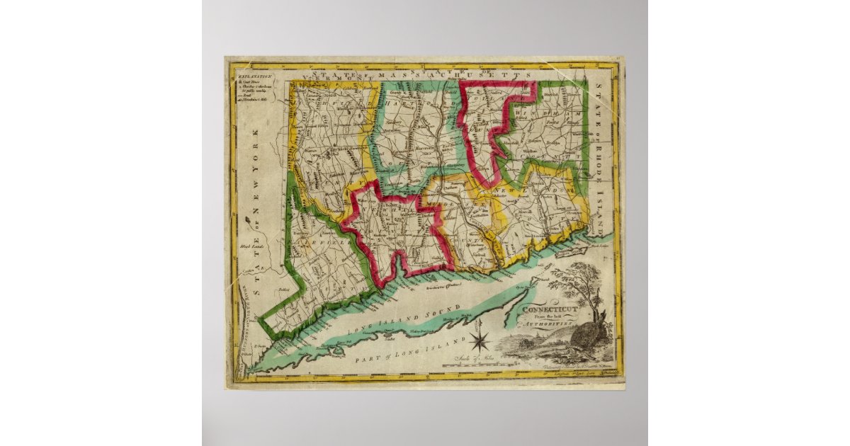 Connecticut Map Poster | Zazzle
