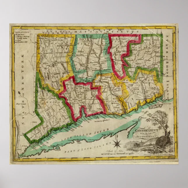 Connecticut Map Poster | Zazzle