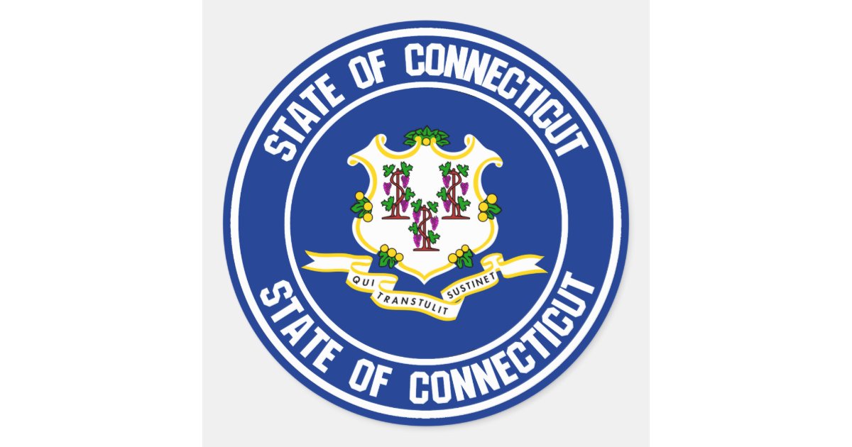 Connecticut Round Emblem Classic Round Sticker | Zazzle