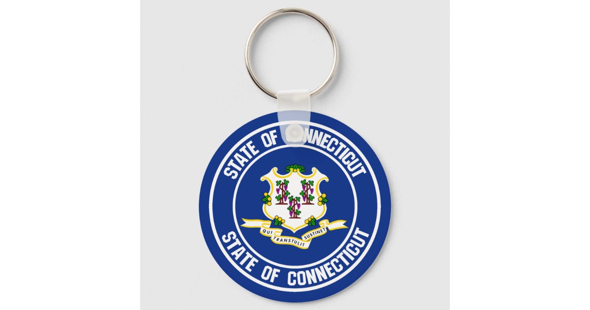 Connecticut Round Emblem Keychain | Zazzle