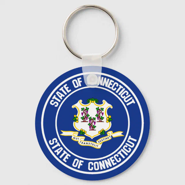 Connecticut Round Emblem Keychain | Zazzle