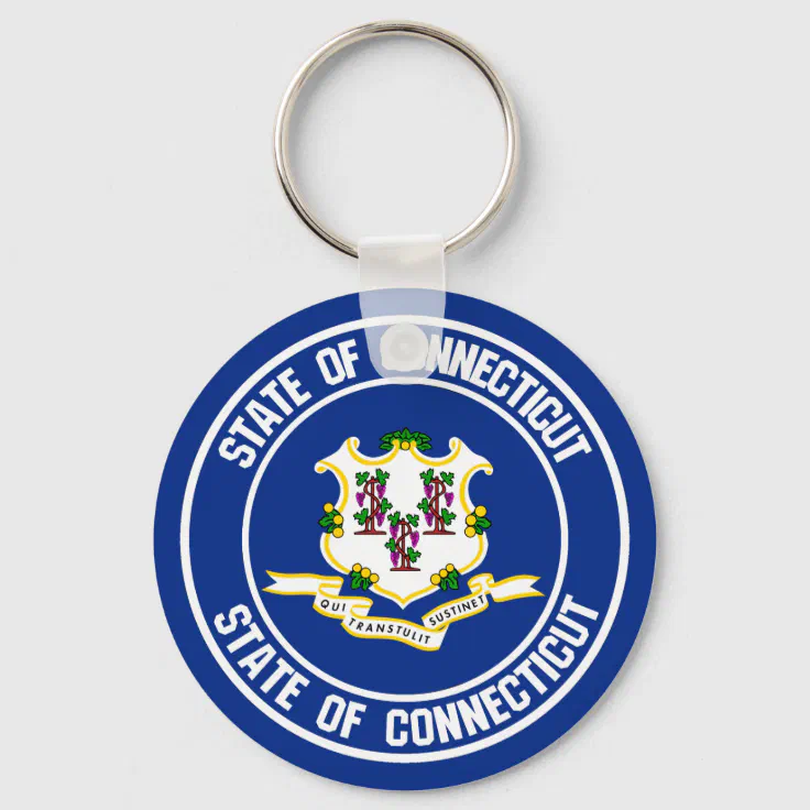 Connecticut Round Emblem Keychain | Zazzle