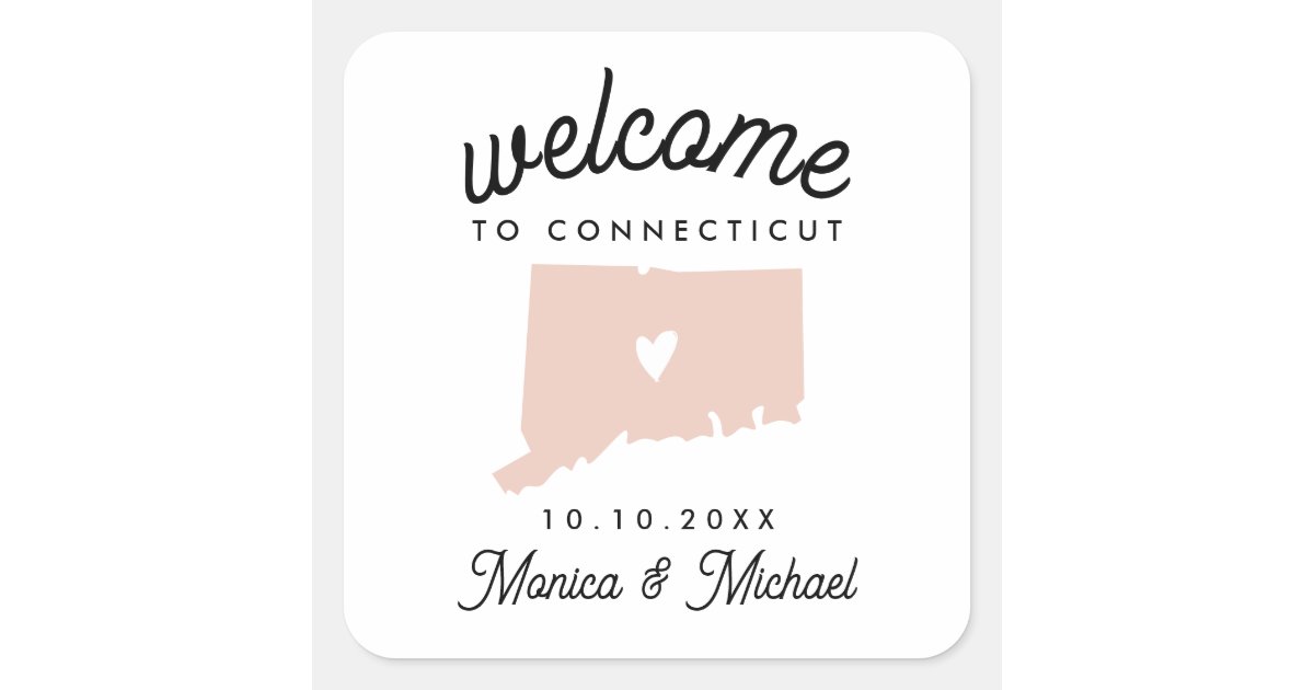 CONNECTICUT State Destination Wedding ANY COLOR! Square Sticker | Zazzle