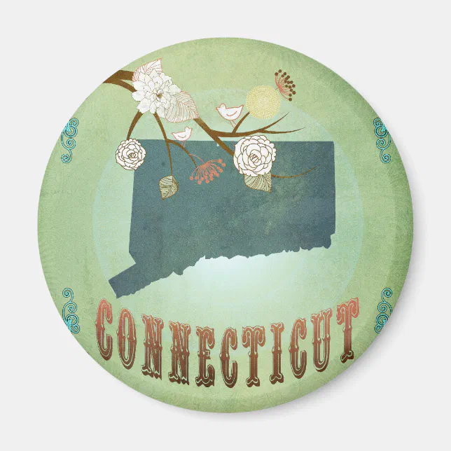 Connecticut State Map – Green Magnet | Zazzle