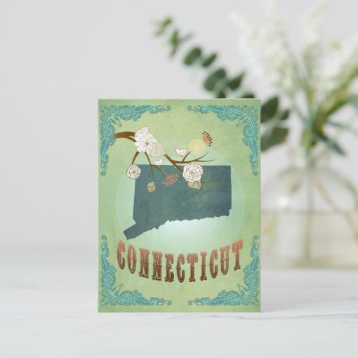 Connecticut State Map – Green Postcard | Zazzle