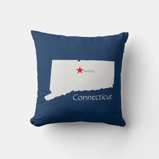 Connecticut State Map with Capitol Star Throw Pillow | Zazzle