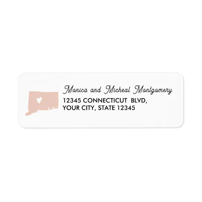 CONNECTICUT State Map with Heart - ANY COLOR! Label | Zazzle