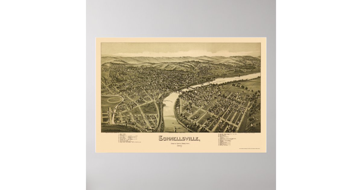 Connellsville, PA Panoramic Map - 1897 Poster | Zazzle