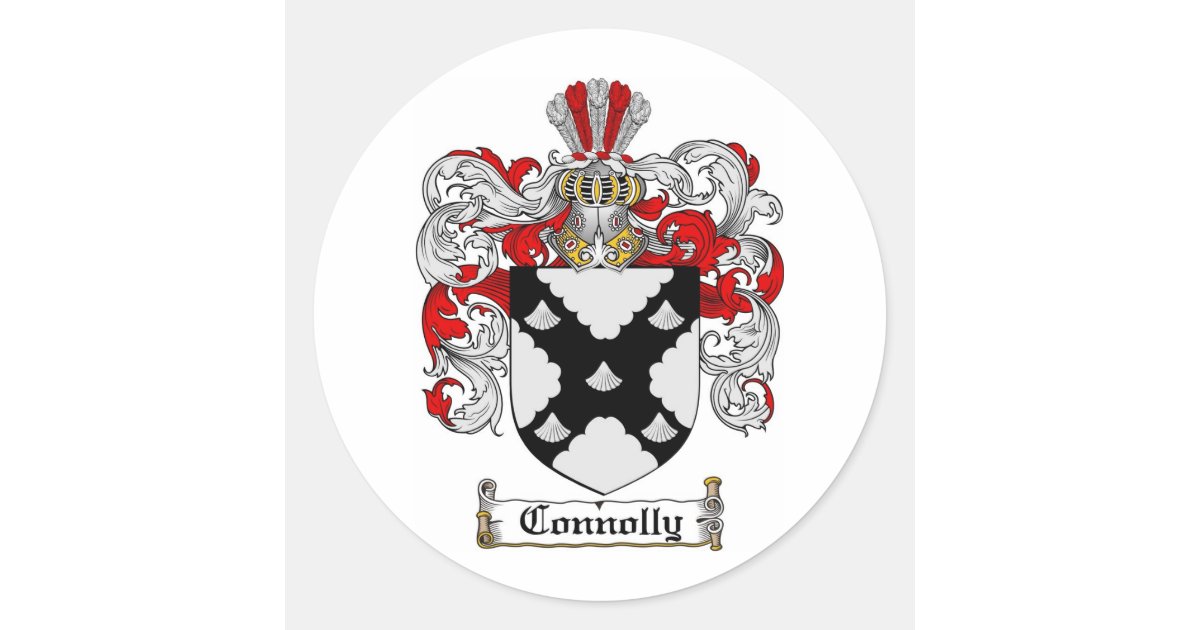 CONNOLLY FAMILY CREST - CONNOLLY COAT OF ARMS CLASSIC ROUND STICKER ...
