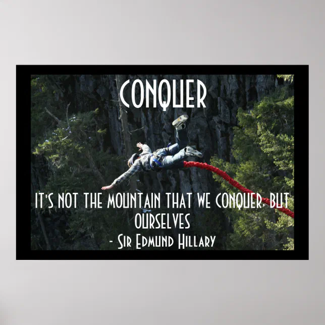 Conquer Motivational Quote Bungee Jumping Poster | Zazzle