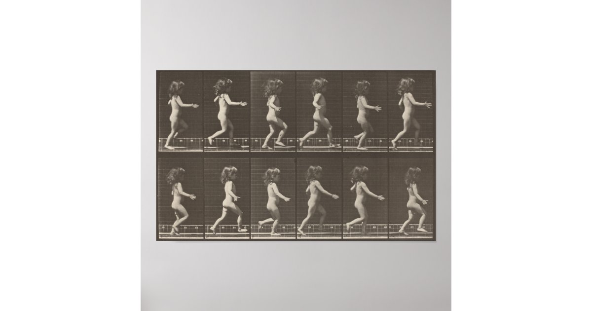 Consecutive Images of a Little Girl Running Poster | Zazzle