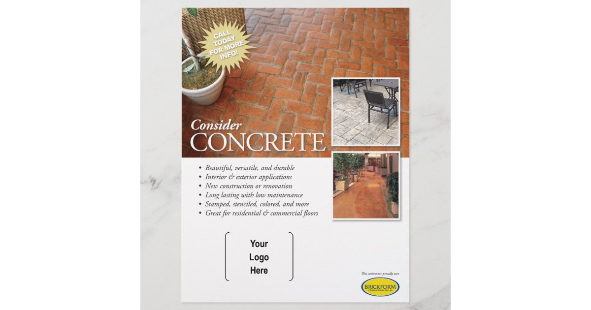 Consider Concrete Flyer for Brickform Contractors | Zazzle