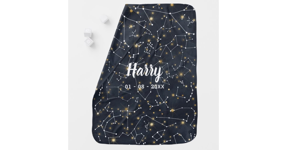 Constellation Galaxy Space Custom Navy Blue Baby Blanket | Zazzle