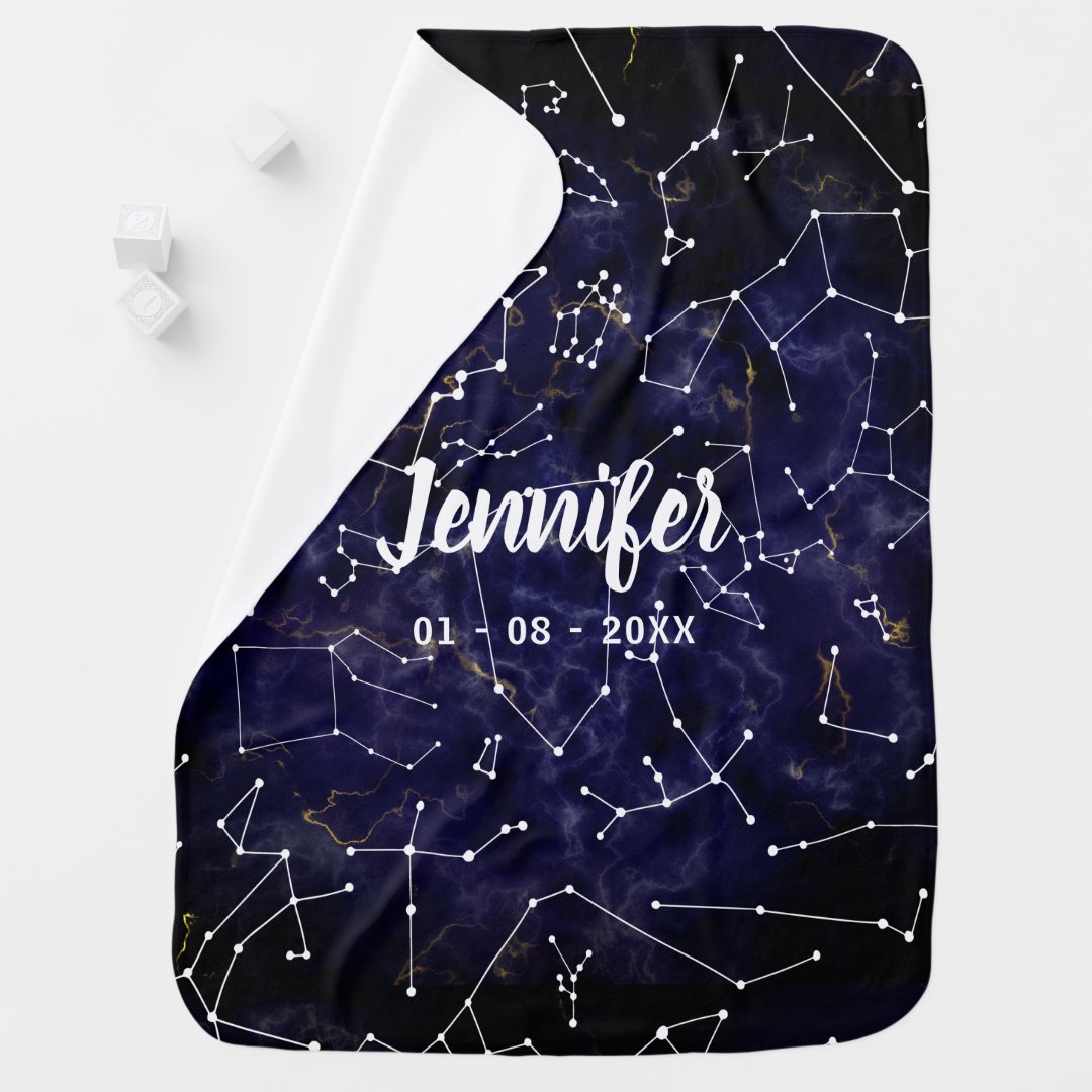 Constellation Galaxy Space Personalized Blue Baby Blanket | Zazzle