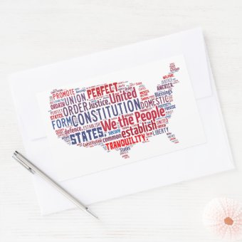 Constitution of the United States in Shape of USA Rectangular Sticker ...