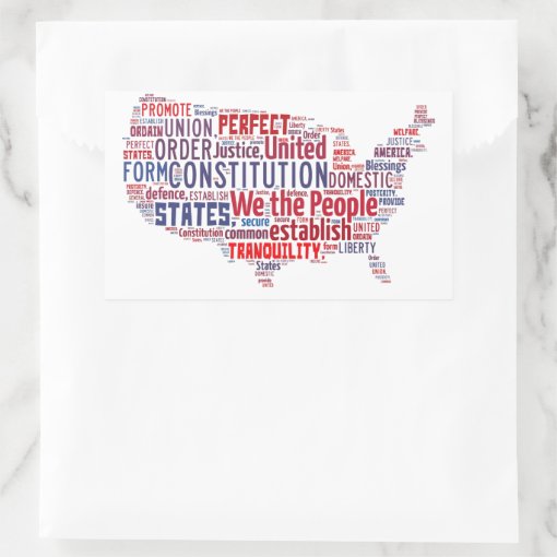 Constitution of the United States in Shape of USA Rectangular Sticker ...