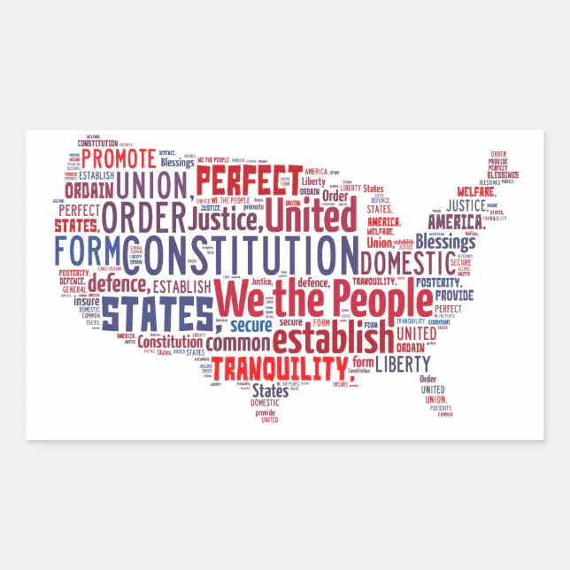 Constitution of the United States in Shape of USA Rectangular Sticker ...
