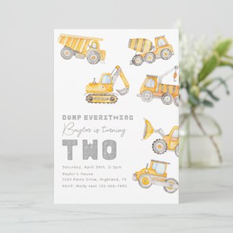 Construction 2nd Birthday Invitation | Zazzle