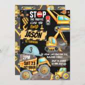 Construction 3rd Birthday Party Dump Truck Digger Invitation | Zazzle