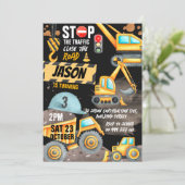 Construction 3rd Birthday Party Dump Truck Digger Invitation | Zazzle