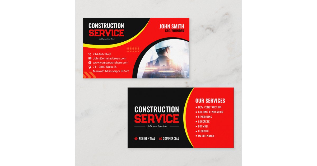 Construction and remodeling company business card | Zazzle