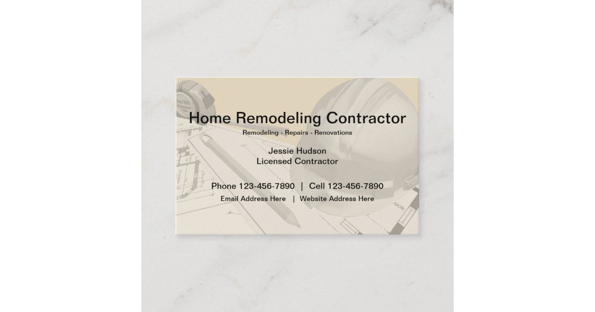 Construction And Remodeling Contractor Business Card | Zazzle.com