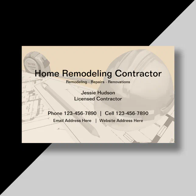 Construction And Remodeling Contractor Business Card | Zazzle