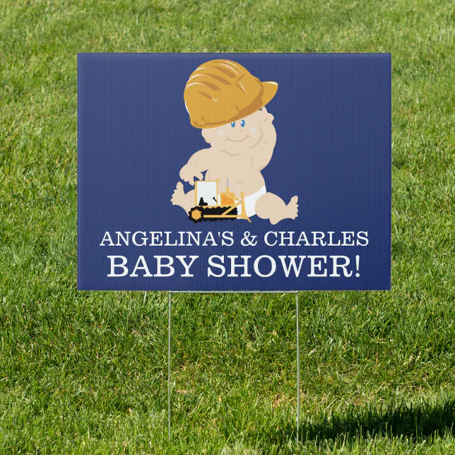 Construction Baby Custom Baby Shower Yard Sign | Zazzle