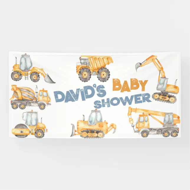 Construction Baby Shower Dump Truck Party Banner | Zazzle