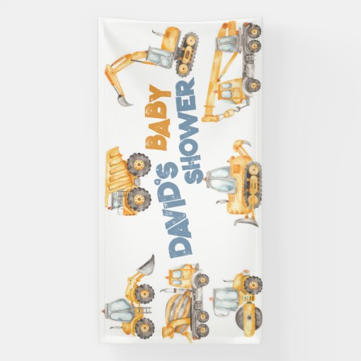 Construction Baby Shower Dump Truck Party Banner | Zazzle