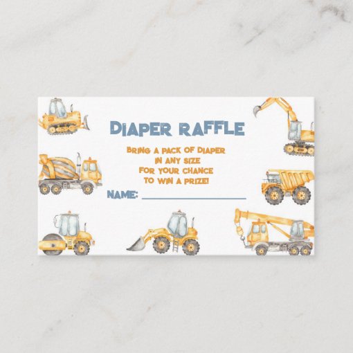 Construction Baby Shower Dump Truck Party Enclosure Card | Zazzle
