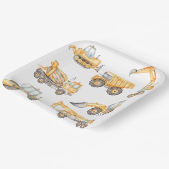 Construction Baby Shower Dump Truck Party Paper Plates | Zazzle