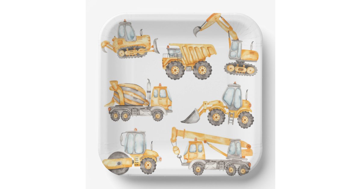 Construction Baby Shower Dump Truck Party Paper Plates | Zazzle