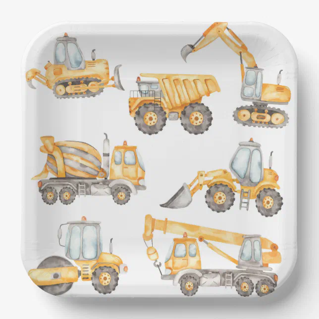 Construction Baby Shower Dump Truck Party Paper Plates | Zazzle