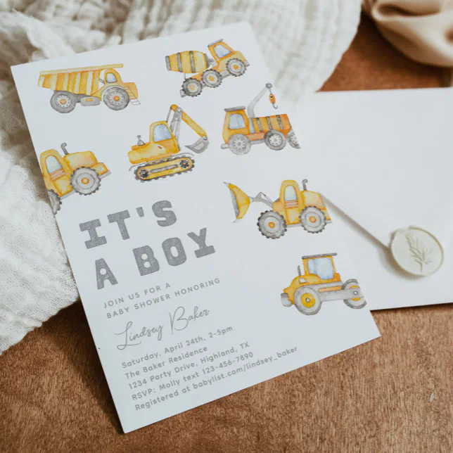 Construction Baby Shower Invitation | Zazzle