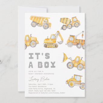 Construction Baby Shower Invitation | Zazzle