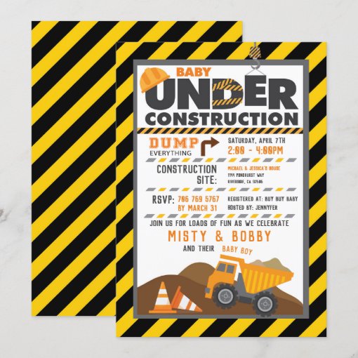 Construction baby shower invitation | Zazzle