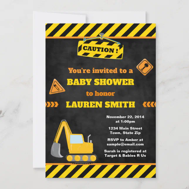 Construction Baby Shower Invitation Baby Boy | Zazzle