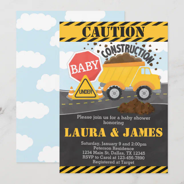 Construction Baby Shower Invitation Invite | Zazzle