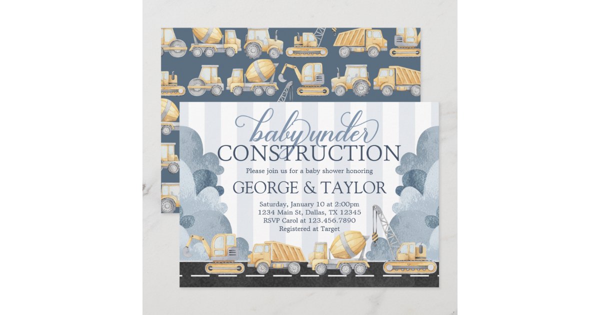 Construction Baby Shower Invitation Invite | Zazzle