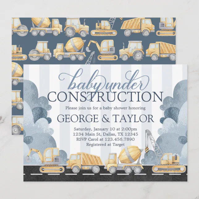 Construction Baby Shower Invitation Invite | Zazzle