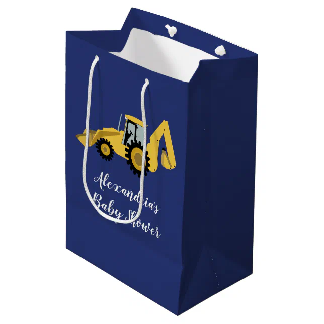 Construction Backhoe Baby Shower Gift Bag | Zazzle