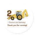 Construction Backhoe Birthday Favor Stickers | Zazzle