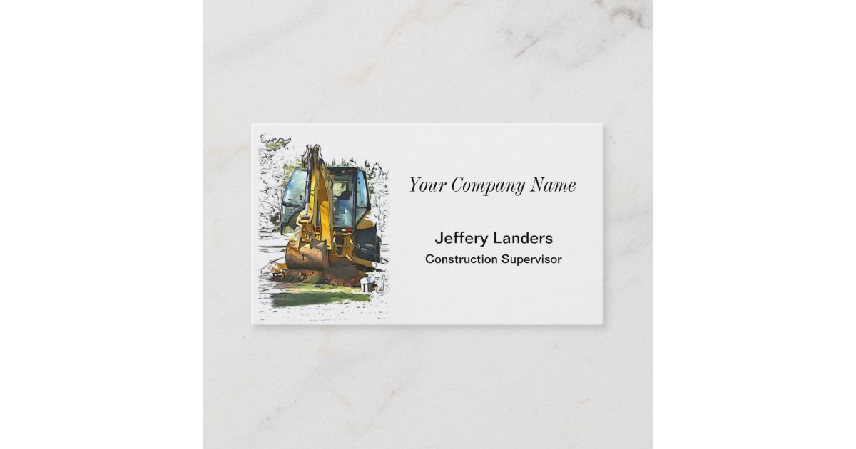Construction Backhoe Illustration Business Card | Zazzle