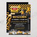 Construction Backhoe Kids Birthday Party Invitation | Zazzle