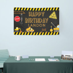 Construction Birthday Happy Birthday Banner | Zazzle